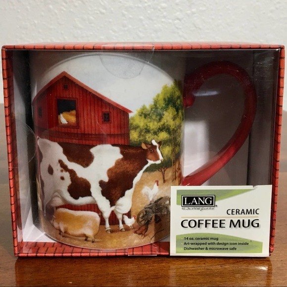 LANG | Dining | New Lang Ceramic Mug Farm Scene Barn Cow Pig Chicken ...